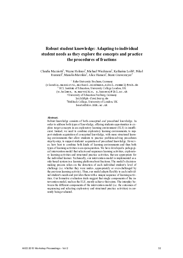 (PDF) Robust Student Knowledge: Adapting to Individual Student Needs as ...