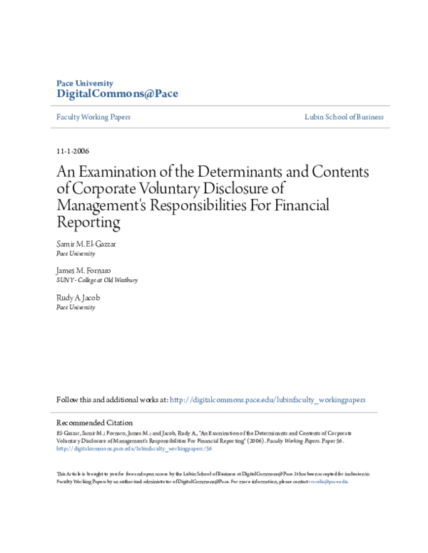 (PDF) An Examination of the Determinants and Contents of Corporate ...