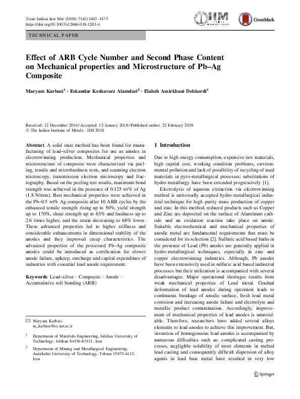 (PDF) Effect of ARB Cycle Number and Second Phase Content on Mechanical ...