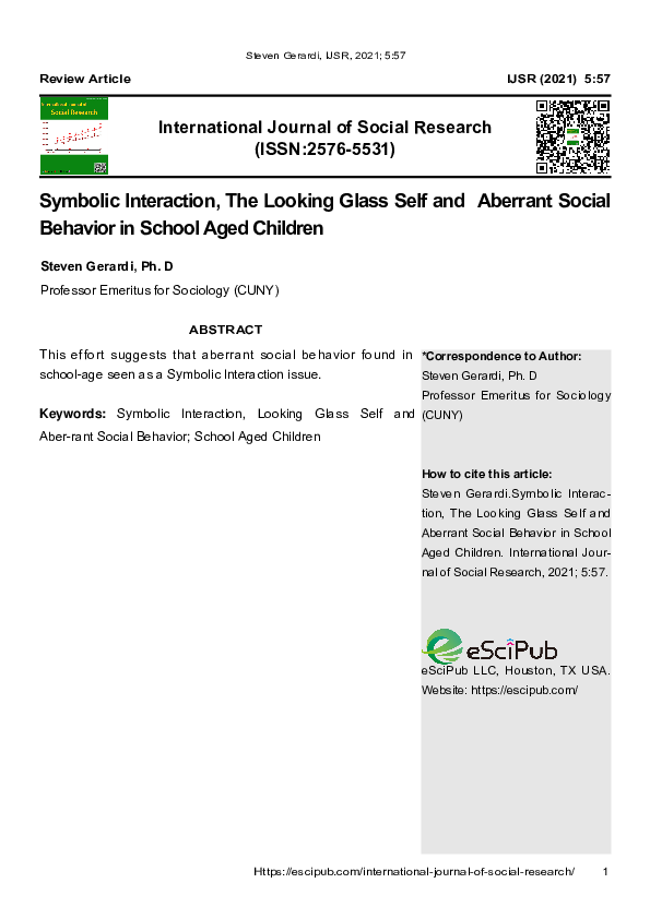 (PDF) Symbolic Interaction, The Looking Glass Self and Aberrant Social ...