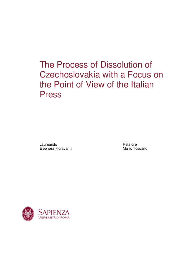 (PDF) The Process of Dissolution of Czechoslovakia with a Focus on the ...