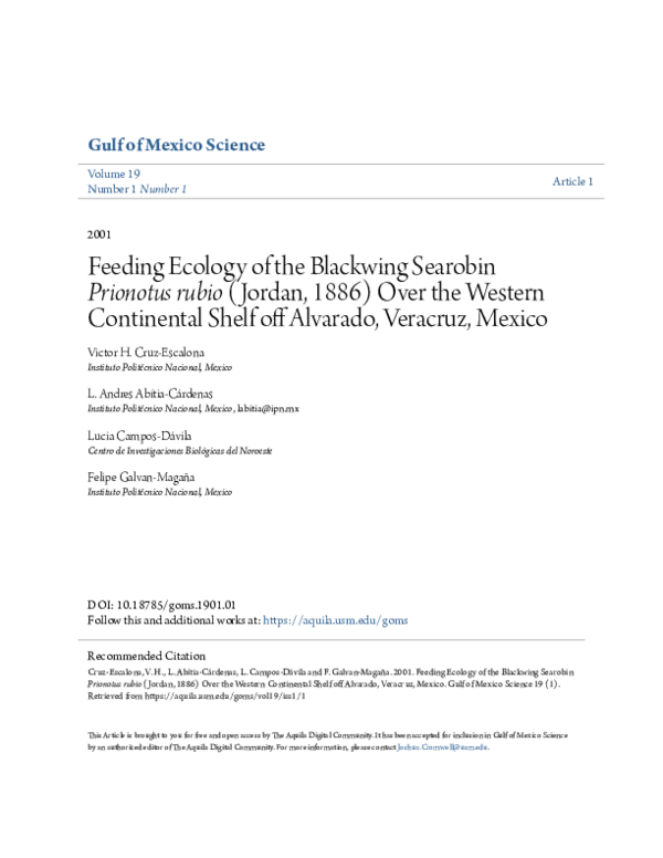 (PDF) Feeding Ecology of the Blackwing Searobin Prionotus rubio (Jordan ...