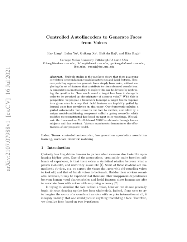 (PDF) Controlled AutoEncoders to Generate Faces from Voices
