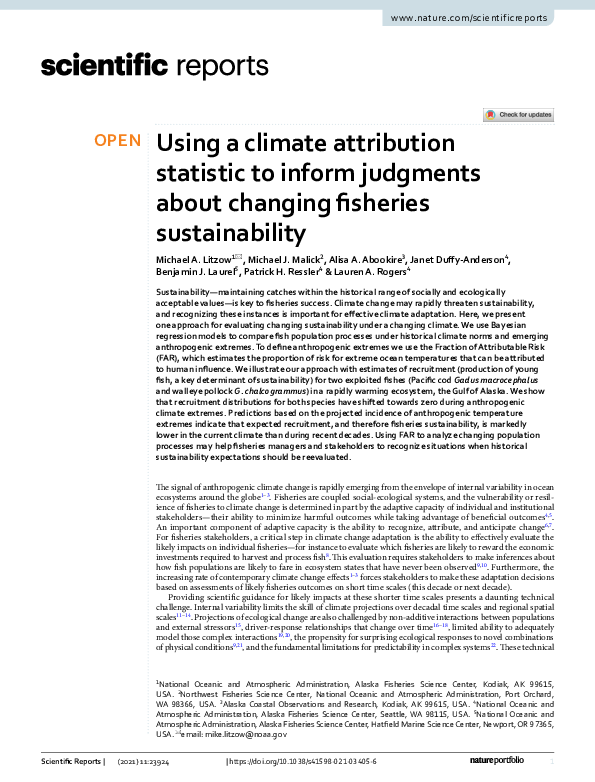 (PDF) Using a climate attribution statistic to inform judgments about ...