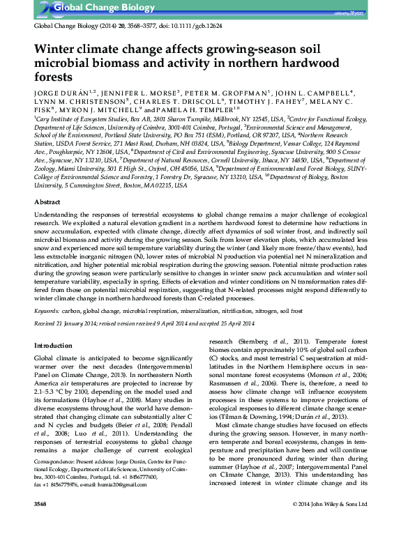(PDF) Winter climate change affects growing-season soil microbial biomass and activity in ...