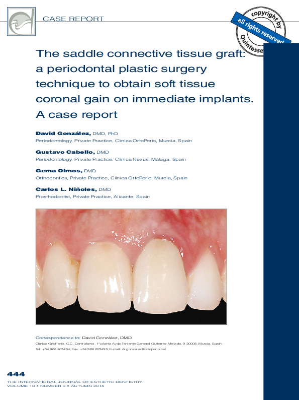 (PDF) The saddle connective tissue graft: a periodontal plastic surgery technique to obtain soft ...