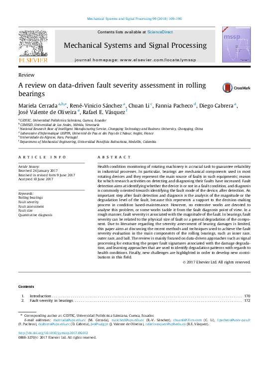 Pdf A Review On Data Driven Fault Severity Assessment In Rolling Bearings