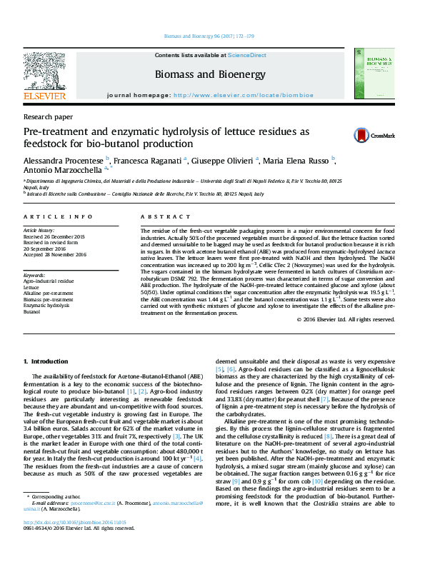 (PDF) Pre-treatment and enzymatic hydrolysis of lettuce residues as ...