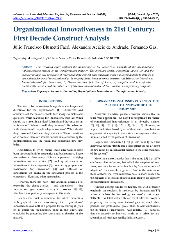 (PDF) Organizational Innovativeness in 21st Century: First Decade ...