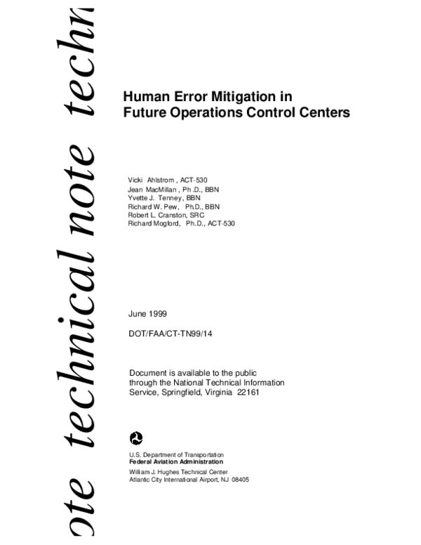 (PDF) Human error mitigation in future operations control centers | Y ...