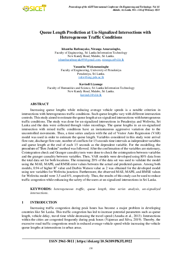 Pdf Queue Length Prediction At Un Signalized Intersections With Heterogeneous Traffic Conditions 