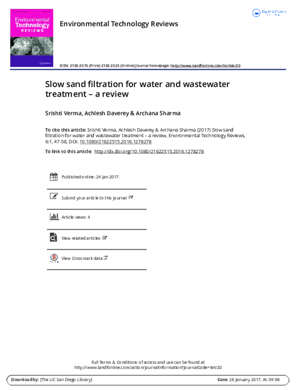 (PDF) Slow sand filtration for water and wastewater treatment – a review