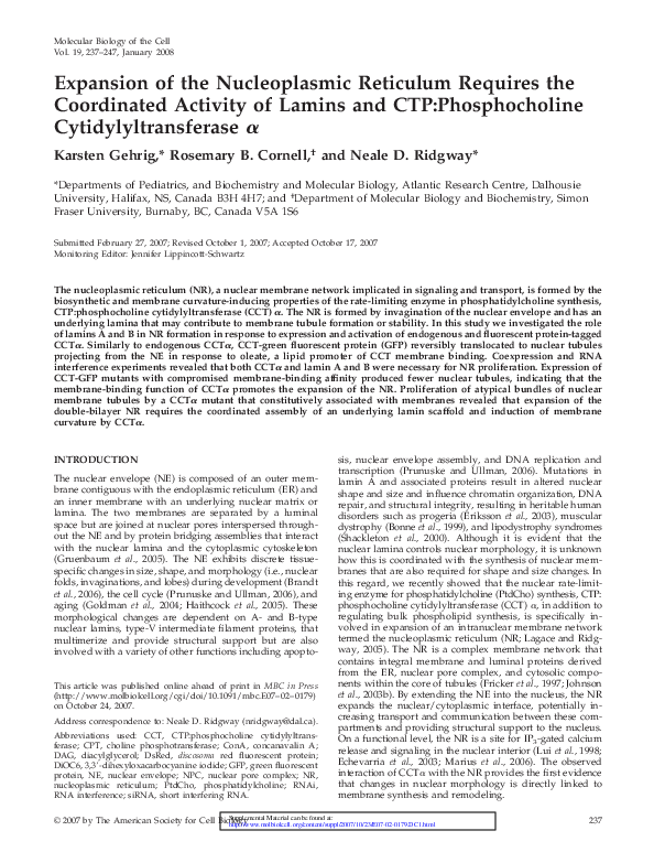 (PDF) Expansion of the Nucleoplasmic Reticulum Requires the Coordinated ...