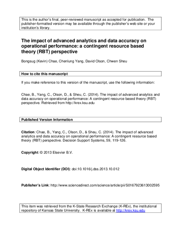 (PDF) The impact of advanced analytics and data accuracy on operational ...