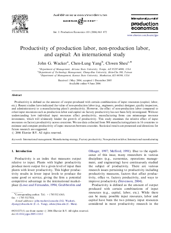 (PDF) Productivity of production labor, non-production labor, and ...