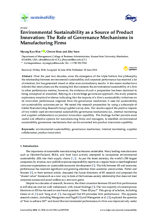(PDF) Environmental Sustainability as a Source of Product Innovation ...