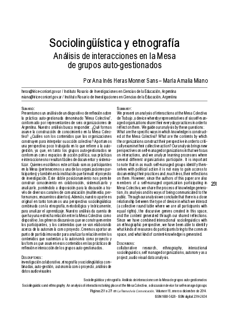 (PDF) Sociolingüística y etnografía Análisis de interacciones en la ...