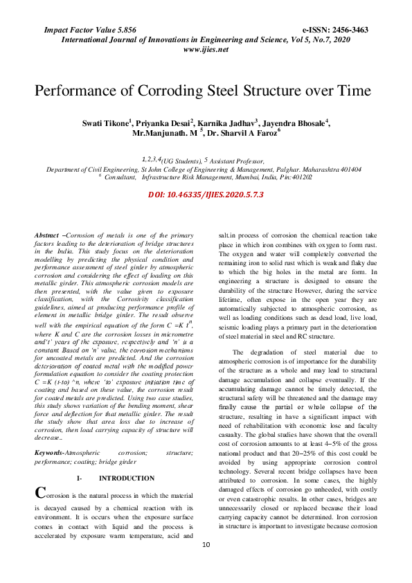 (PDF) Performance of Corroding Steel Structure over Time