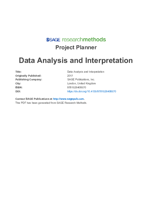 (PDF) Data Analysis and Interpretation