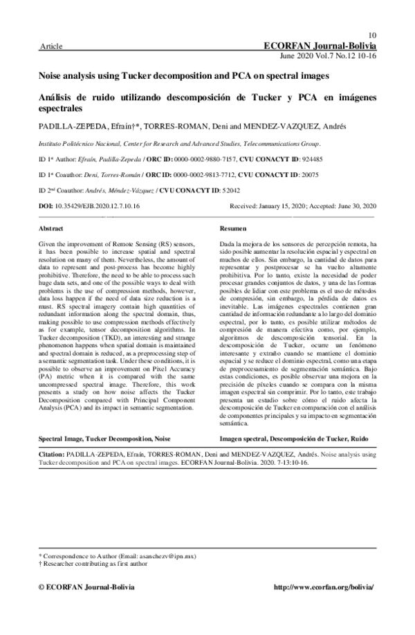 (PDF) Noise analysis using Tucker decomposition and PCA on spectral images
