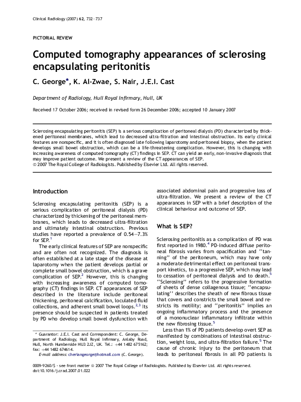 (PDF) Computed tomography appearances of sclerosing encapsulating ...