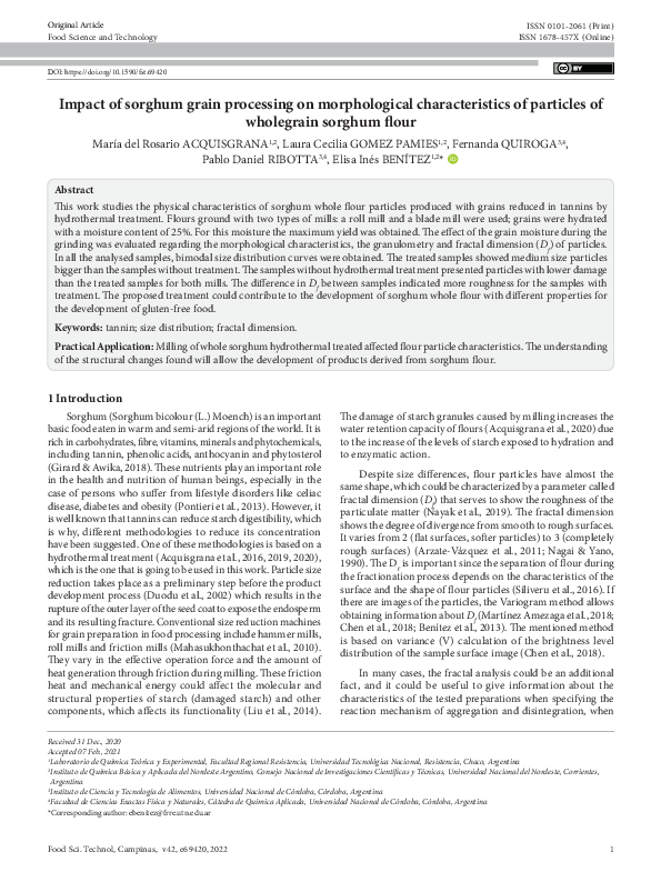 (PDF) Impact of sorghum grain processing on morphological ...