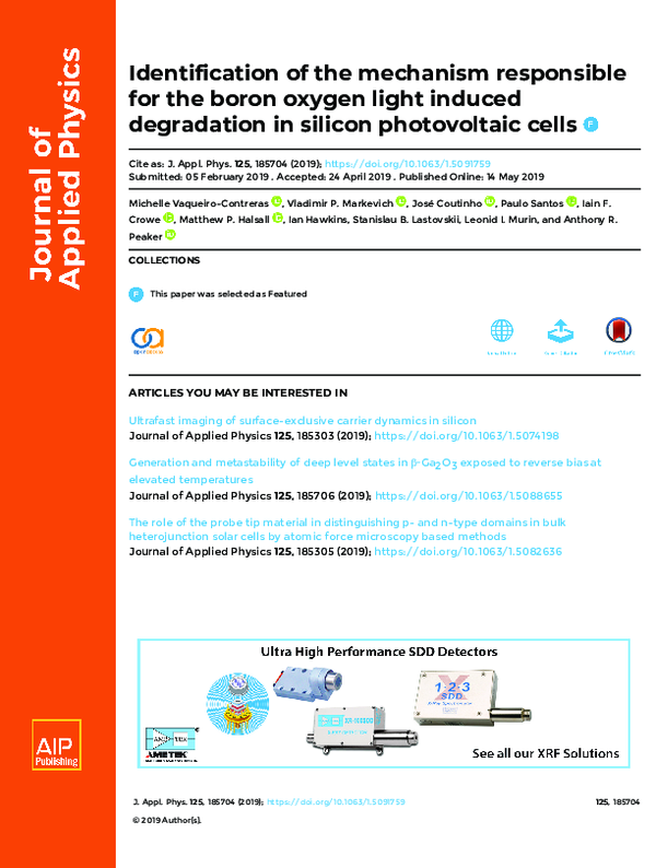 (PDF) Identification of the mechanism responsible for the boron oxygen ...