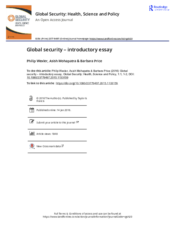 (PDF) Global security – introductory essay