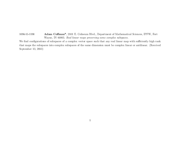 (PDF) Real linear maps preserving some complex subspaces | Adam Coffman ... (PDF) Real linear maps preserving some complex subspaces | Adam Coffman ...