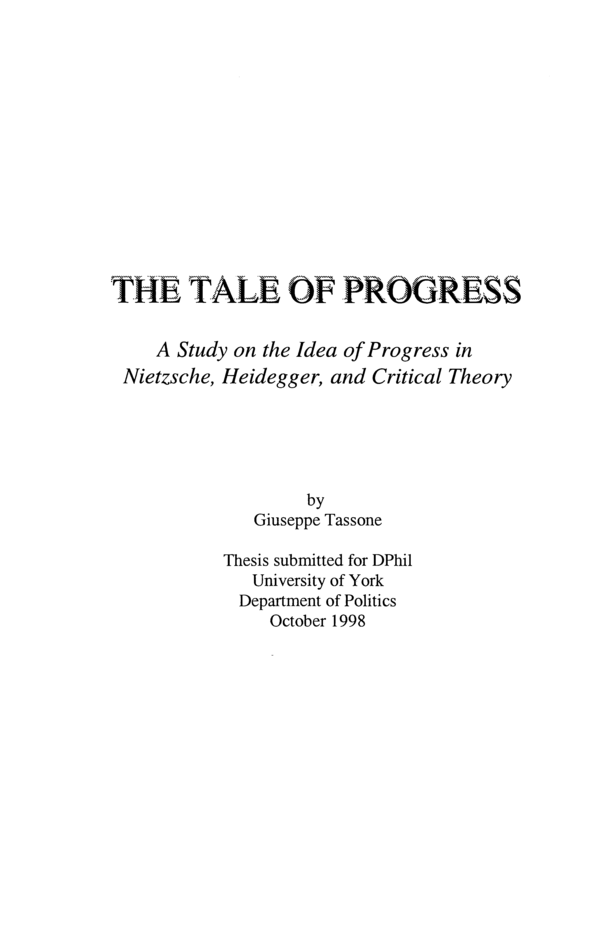 (PDF) The tale of progress : a study on the idea of progress in ...