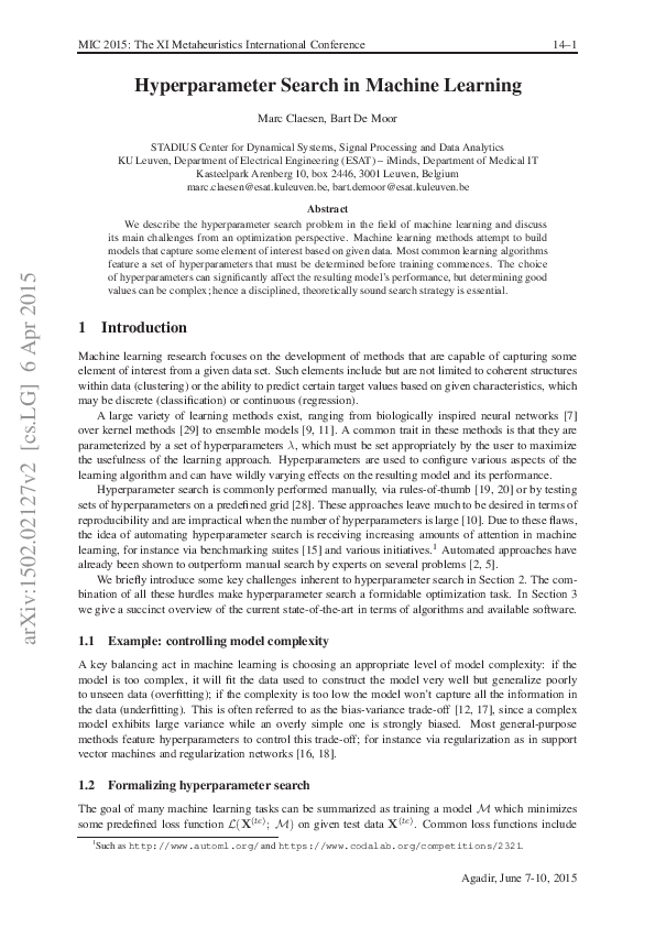 (PDF) Hyperparameter Search in Machine Learning (PDF) Hyperparameter Search in Machine Learning
