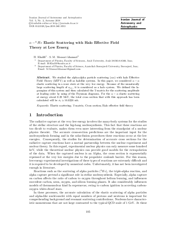 (PDF) Alpha-4 He Elastic Scattering with halo Effective Field Theory at Low Energy