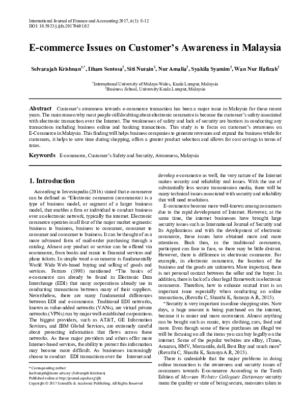 (PDF) Awareness of MyKad as an e-commerce tool in Malaysia