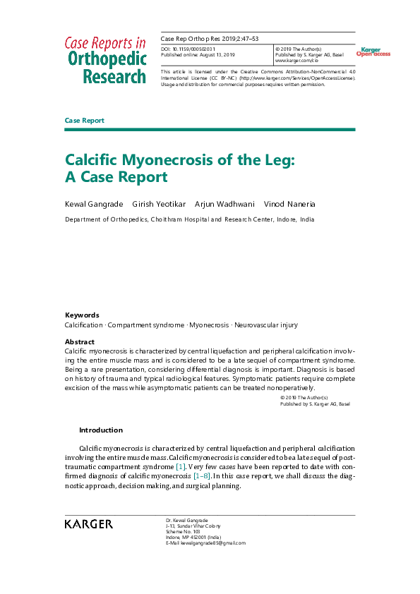 (PDF) Calcific Myonecrosis of the Leg: A Case Report