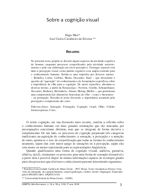 (PDF) Sobre a cognição visual