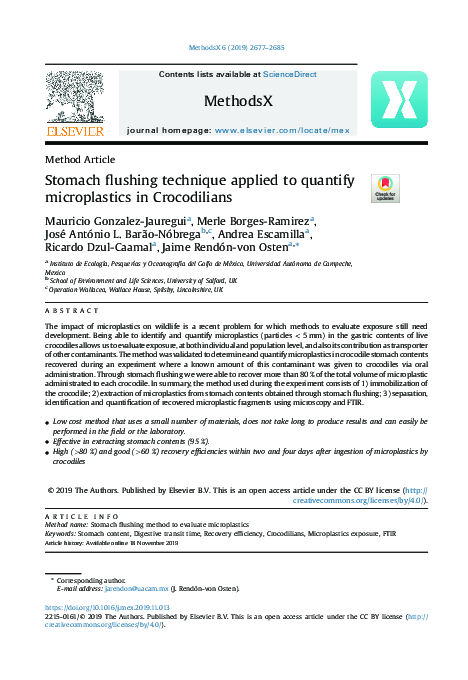(PDF) Stomach flushing technique applied to quantify microplastics in ...