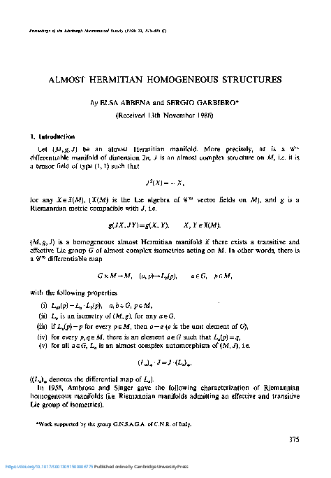 (PDF) Almost Hermitian homogeneous structures | Sergio Garbiero - Academia.edu