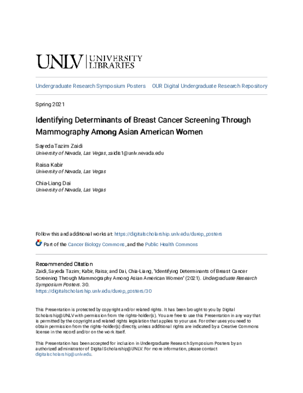 (PDF) Identifying Determinants of Breast Cancer Screening Through ...