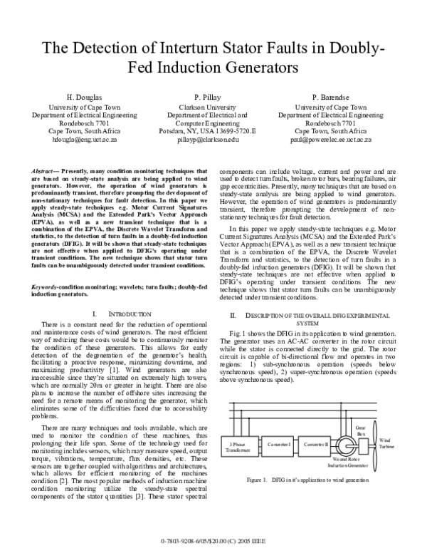 (PDF) The detection of interturn stator faults in doubly-fed induction generators