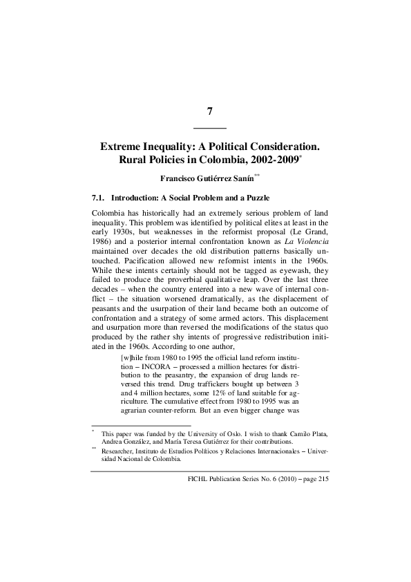 (PDF) Extreme Inequality: A Political Consideration. Rural Policies in ...