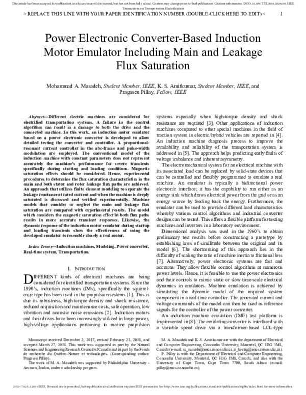 (PDF) Power Electronic Converter-Based Induction Motor Emulator ...