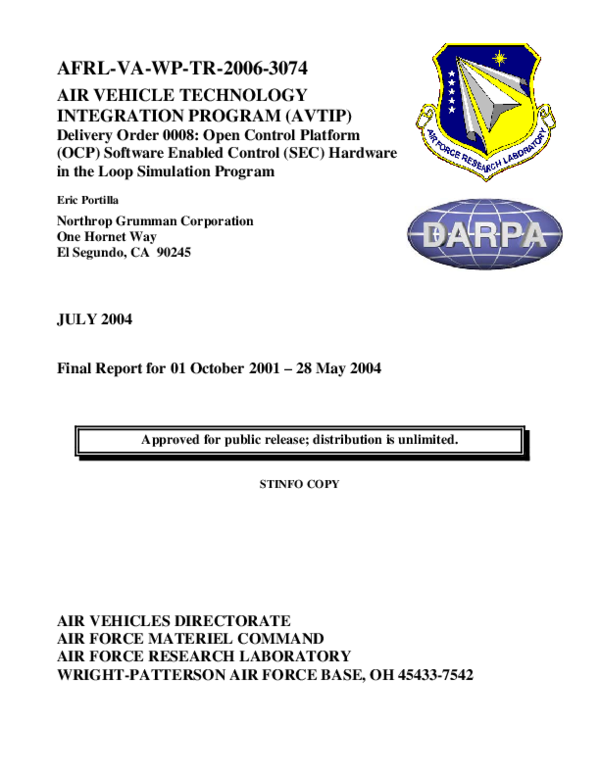 (PDF) Air Vehicle Technology Integration Program (AVTIP) Delivery Order ...