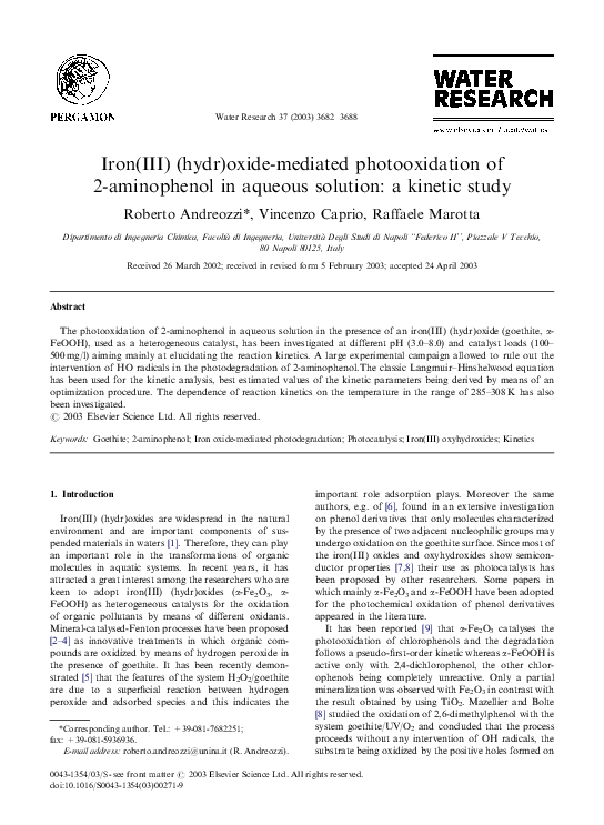 (PDF) Iron(III) (hydr)oxide-mediated photooxidation of 2-aminophenol in ...