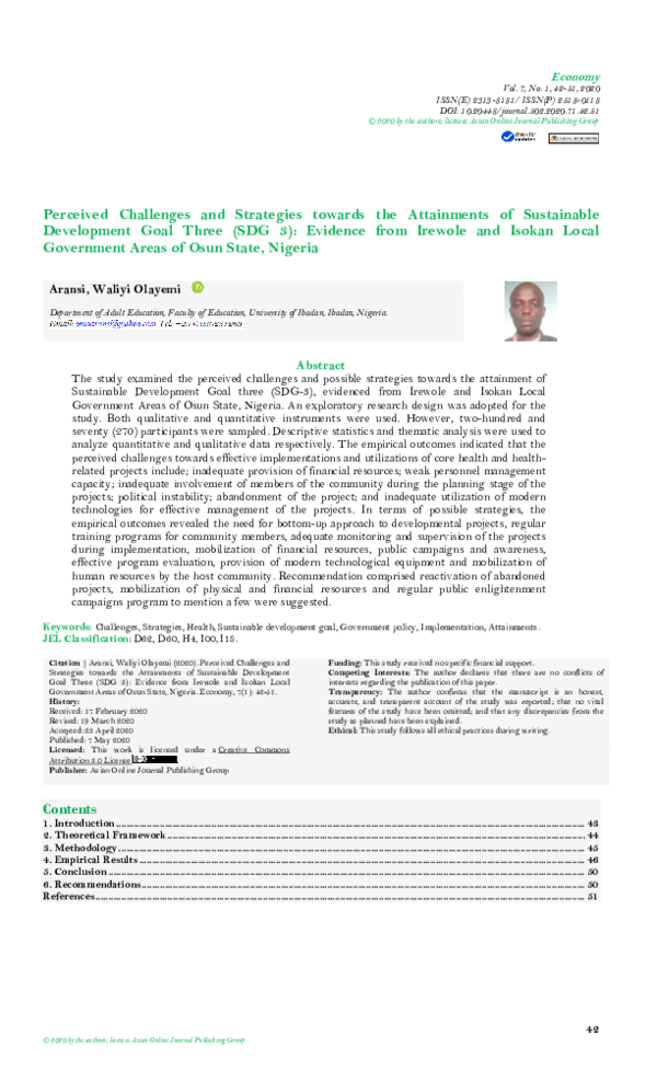 (PDF) Perceived Challenges and Strategies towards the Attainments of ...