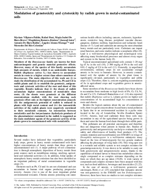 (PDF) Modulation of genotoxicity and cytotoxicity by radish grown in ...