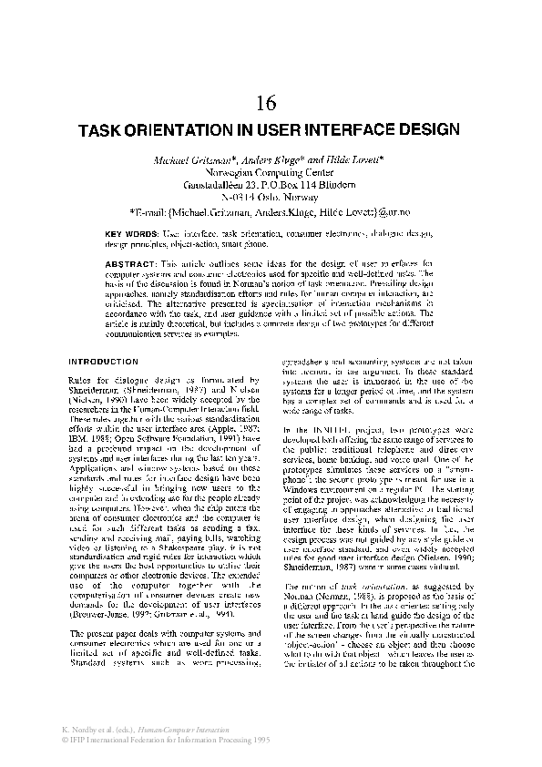 (PDF) Task Orientation in User Interface design