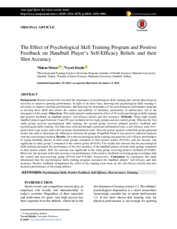 (PDF) The Effect of Psychological Skill Training Program and Positive ...