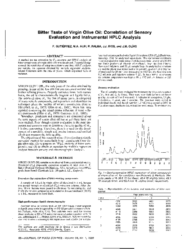 (PDF) Bitter Taste of Virgin Olive Oil: Correlation of Sensory ...