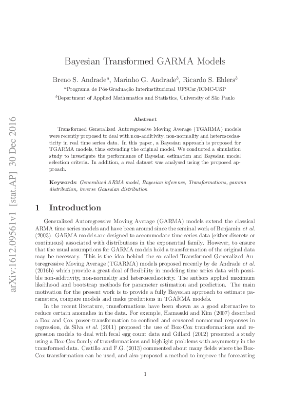 Pdf Bayesian Transformed Garma Models