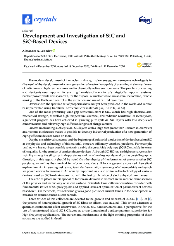 (PDF) Development and Investigation of SiC and SiC-Based Devices